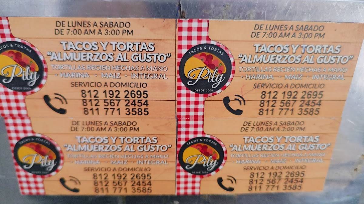 Carta del restaurante Tacos Y Tortas Pily, San Nicolás del los Garza, C ...