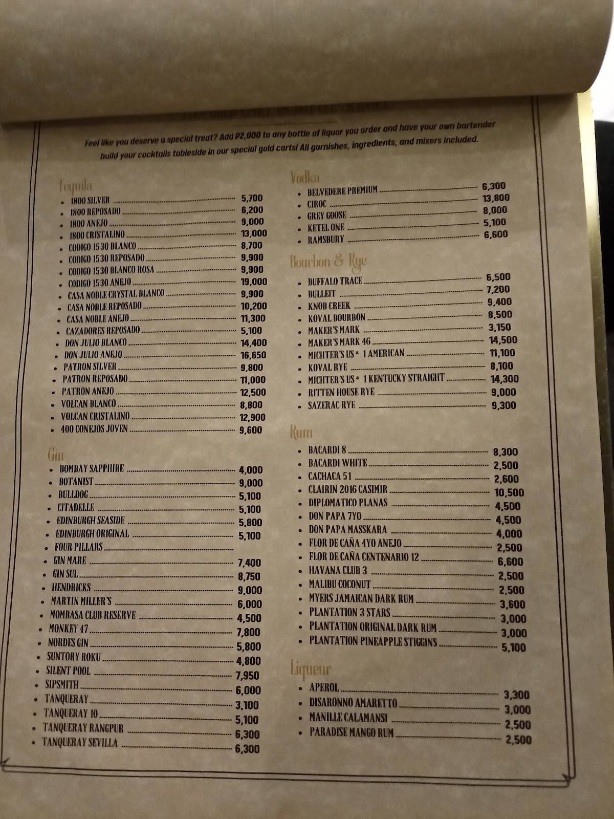 Menu at 205 BGC restaurant, Taguig