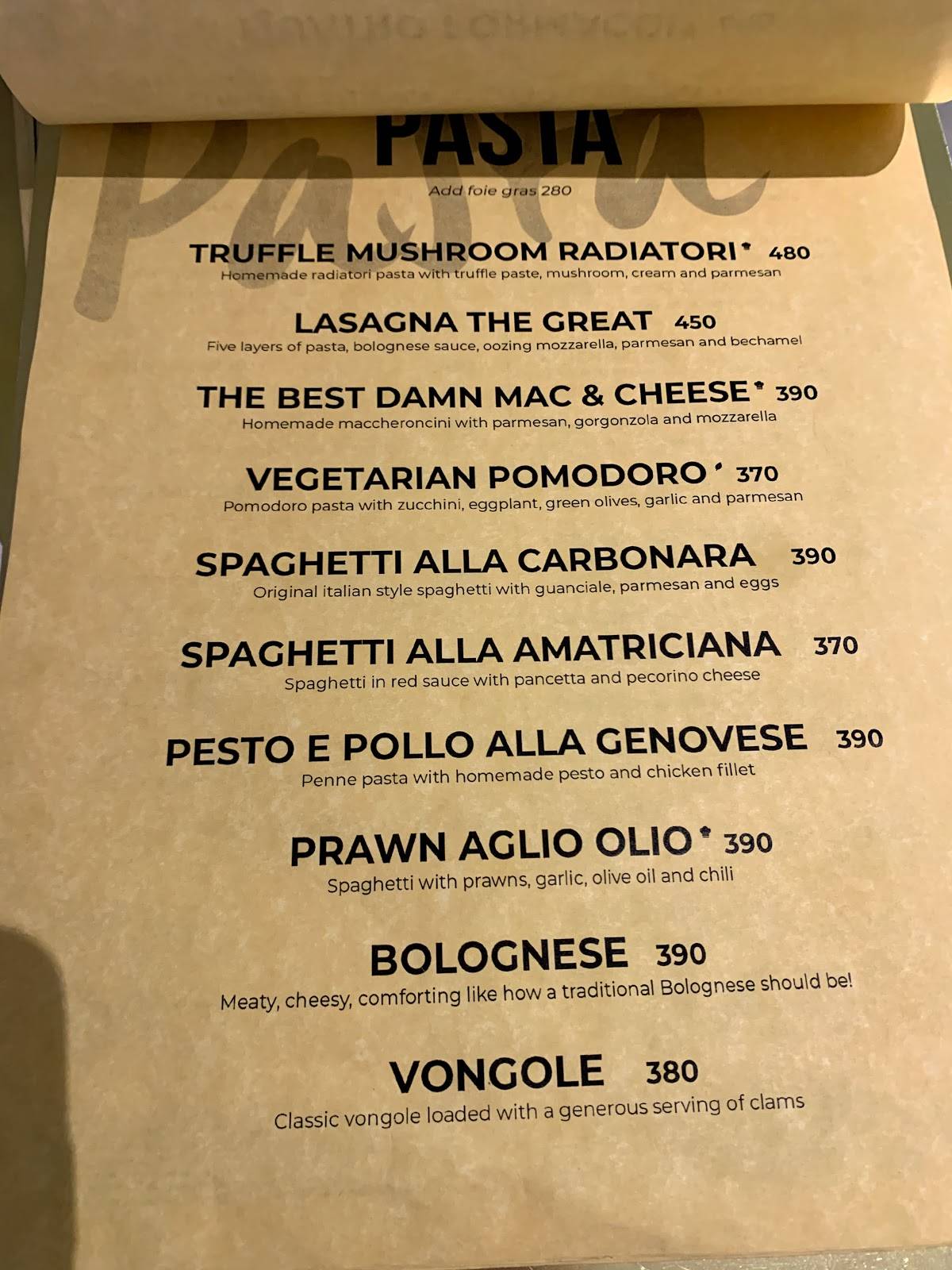 Menu at 205 BGC restaurant, Taguig