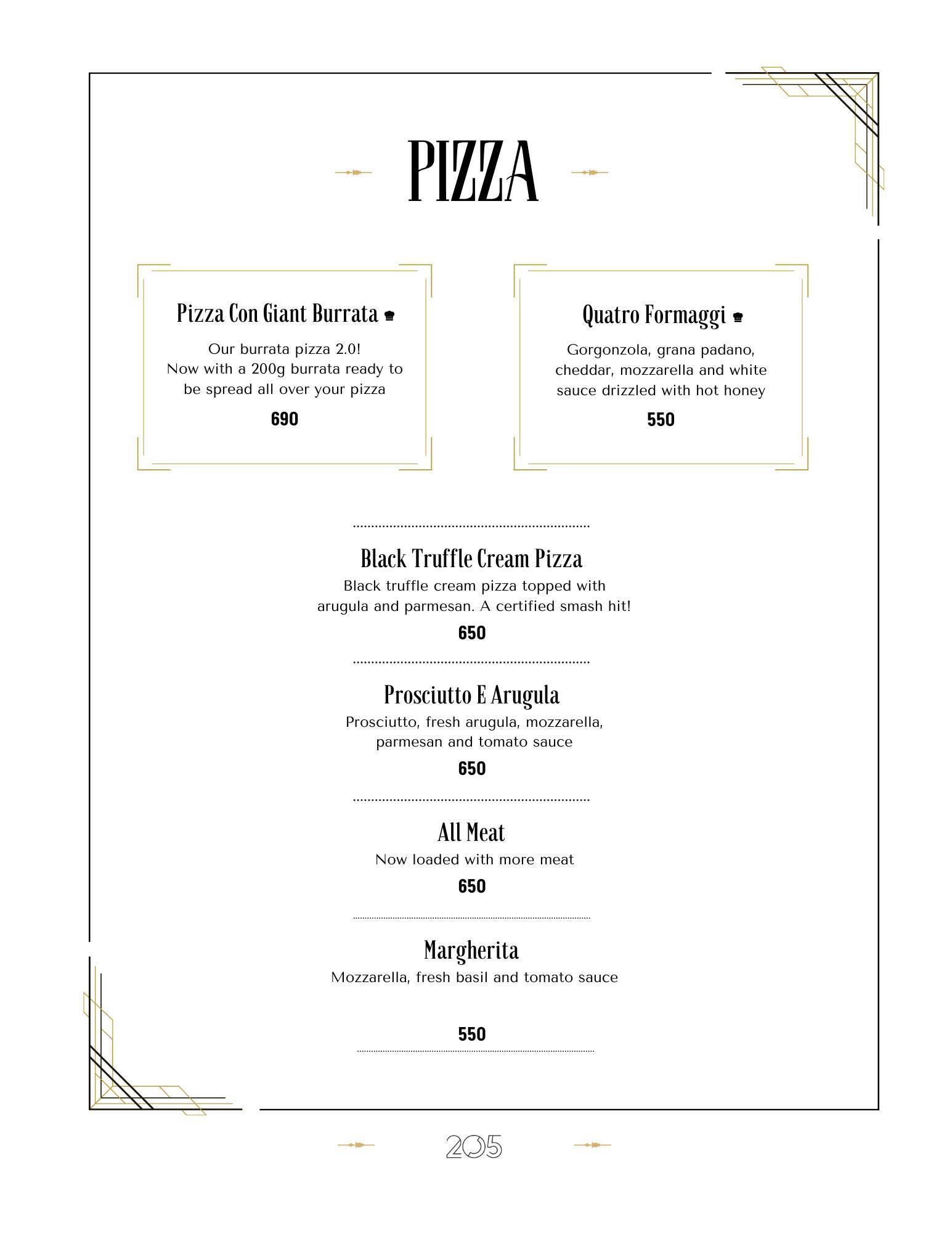 Menu at 205 BGC restaurant, Taguig