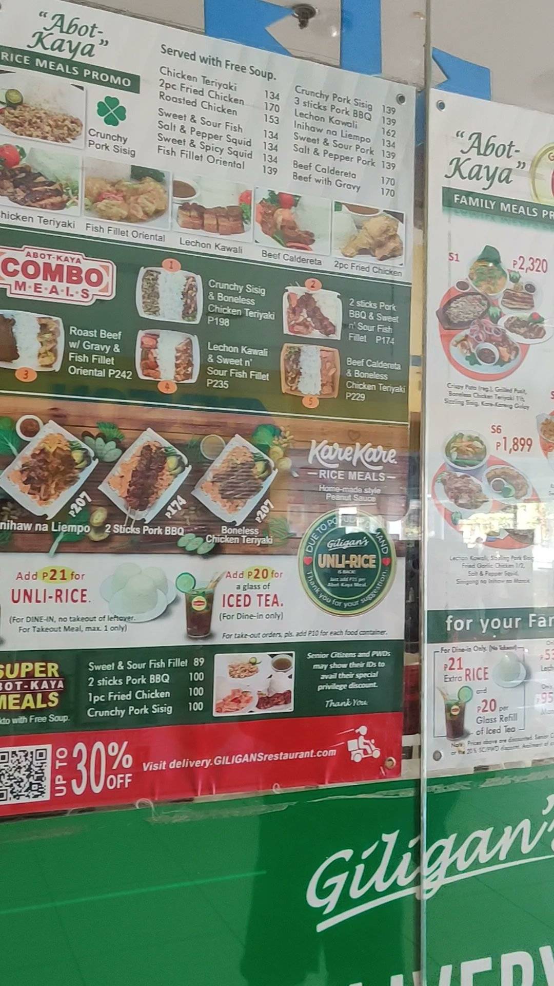 Carta del restaurante Giligan's, Taguig, G/F SM Hypermarket FTI