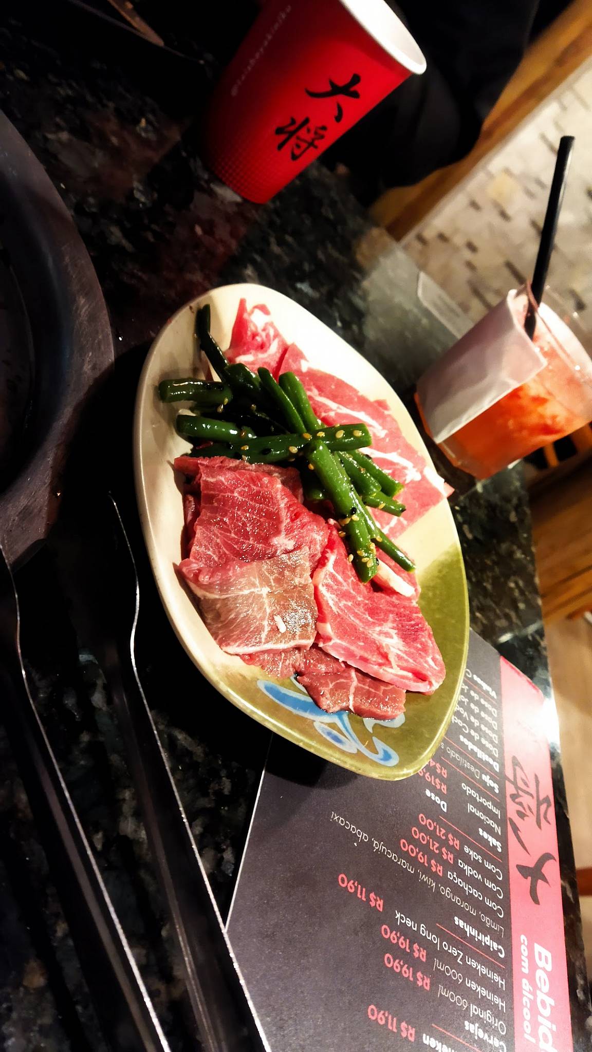 Menu at Taisho Yakiniku Água Verde steakhouse, Curitiba