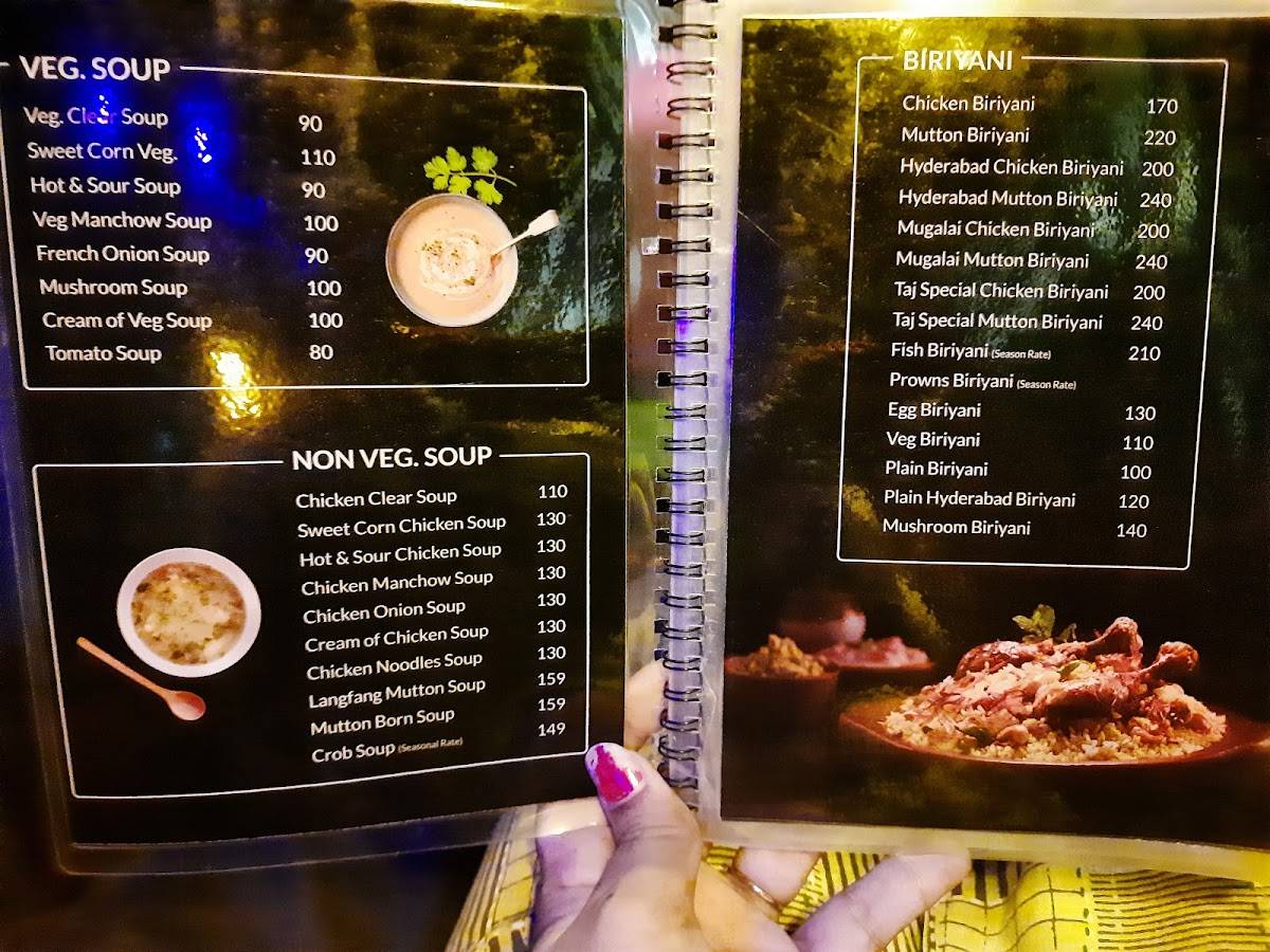 Menu at Taj restaurant, Erode