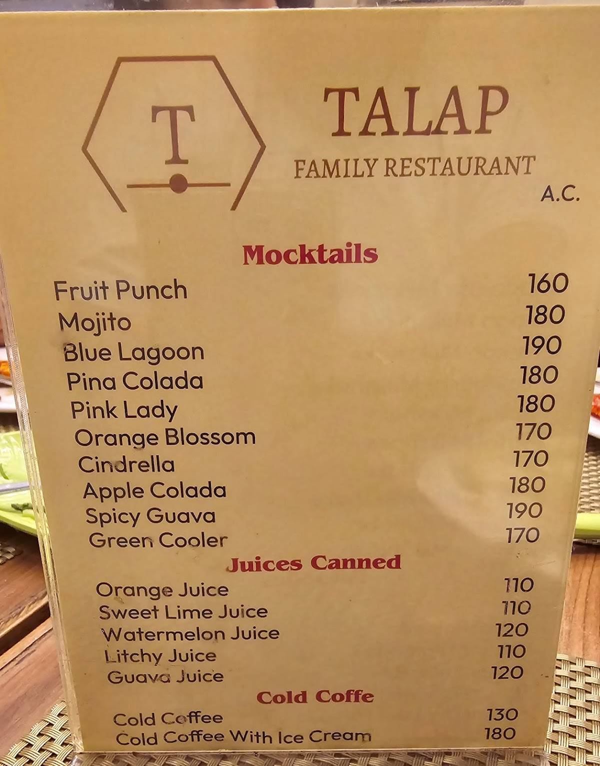 Menu at Talap Family Restaurant, Karjat