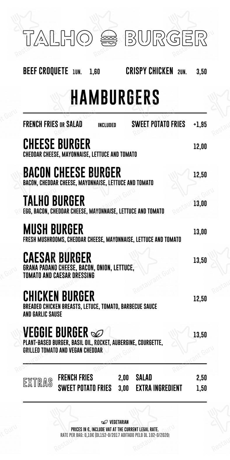 Menu em Talho Burger Gaiashopping restaurante, Porto, Av. dos ...