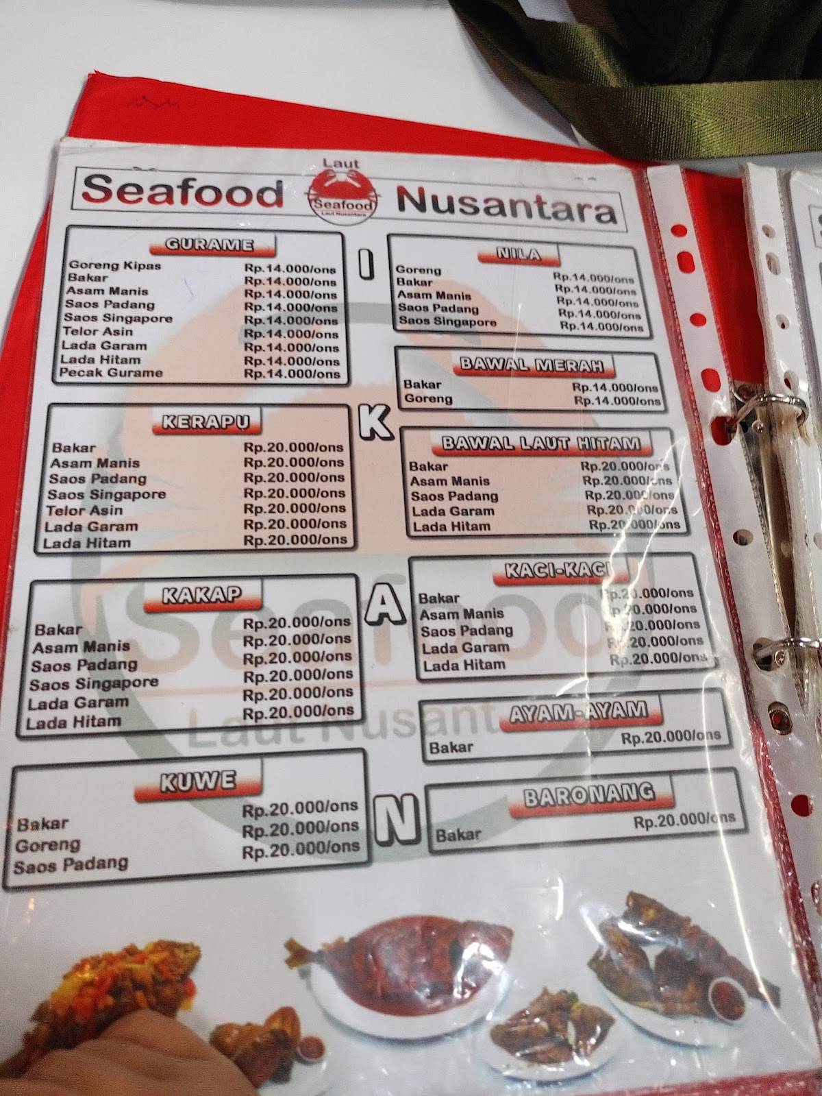 Menu at Es'eS Cendol Duren & Seafood Laut Nusantara restaurant, Tangerang