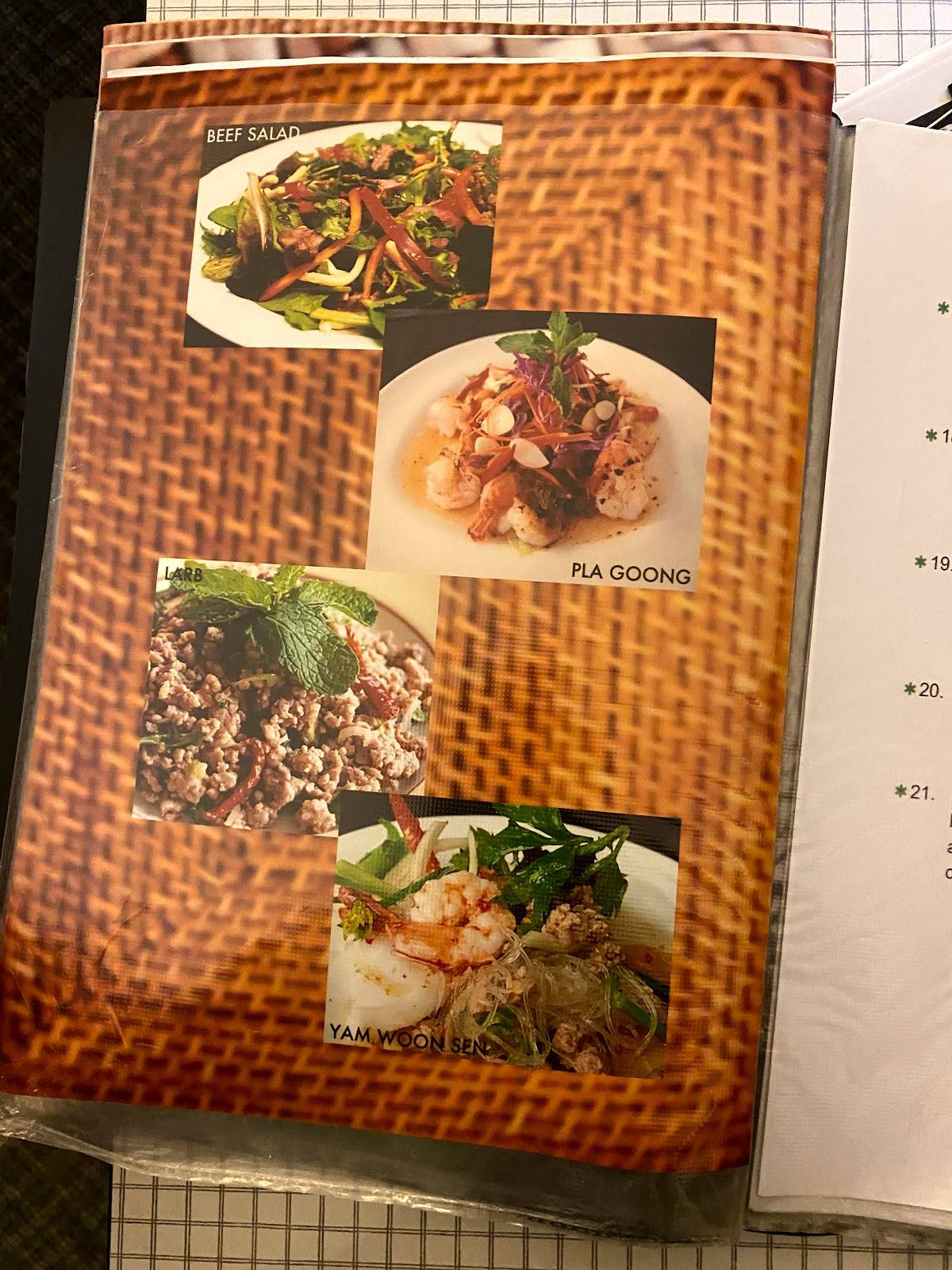 Menu at Tanti's Restaurant, Geraldton