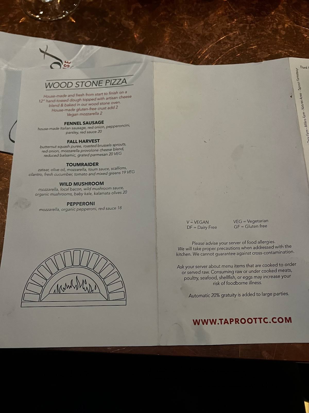 Menu at Taproot Cider House pub & bar, Traverse City