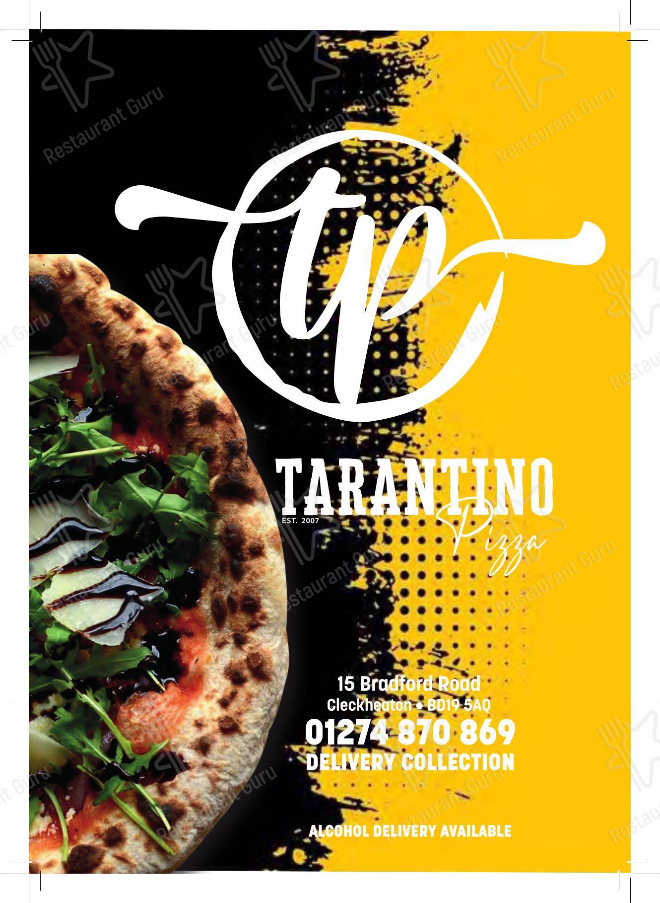 Menu at Tarantino + Pizzas fast food, Cleckheaton