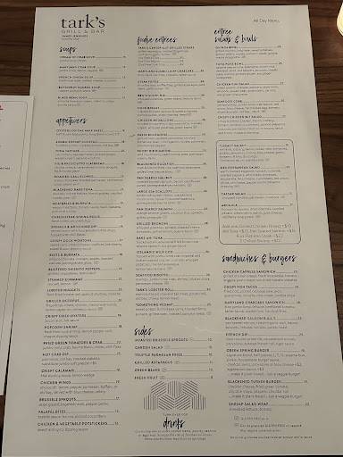 Menu at Tark's Grill pub & bar, Lutherville-Timonium