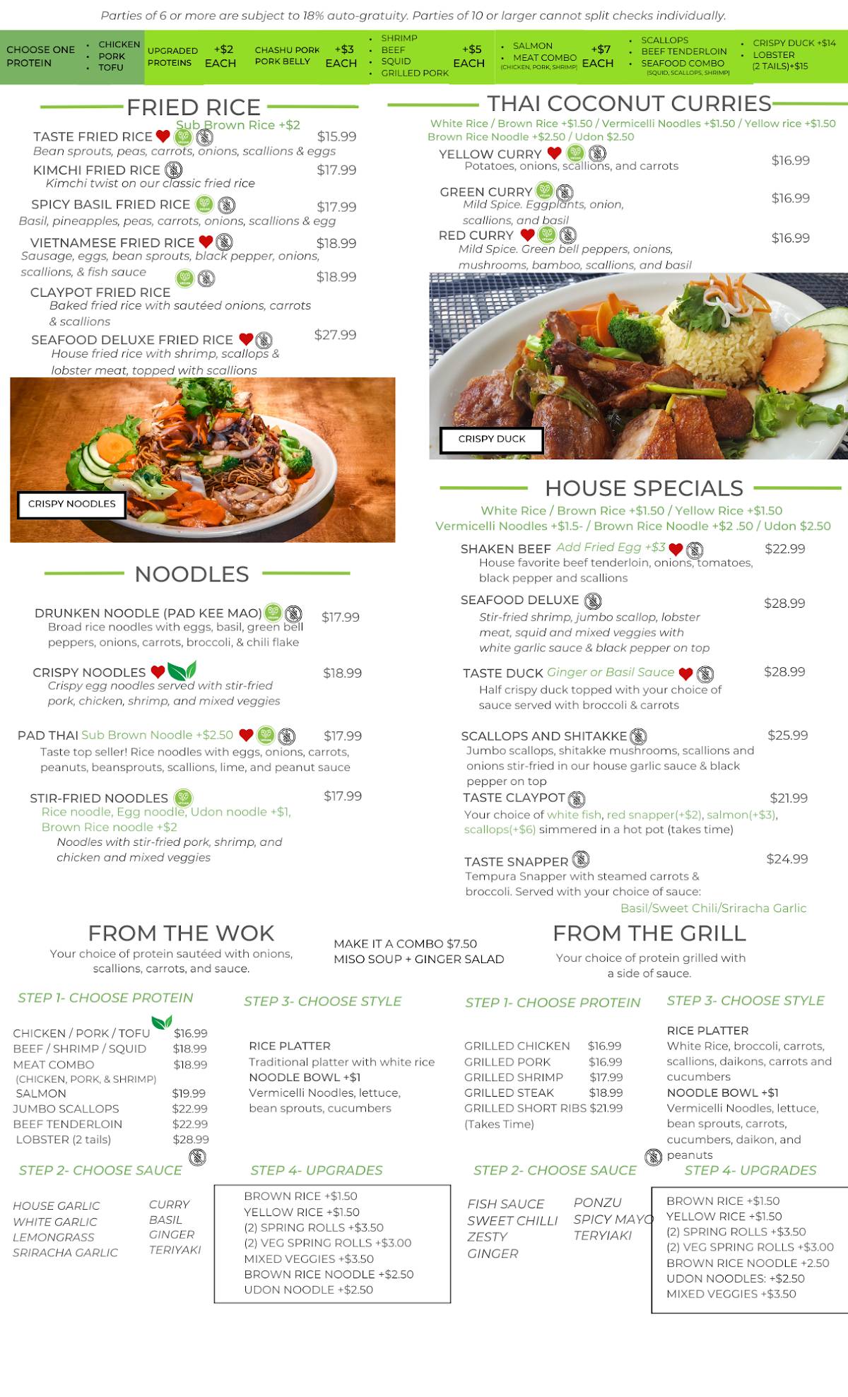 Menu at Taste restaurant, Gainesville, NW 39th Ave c