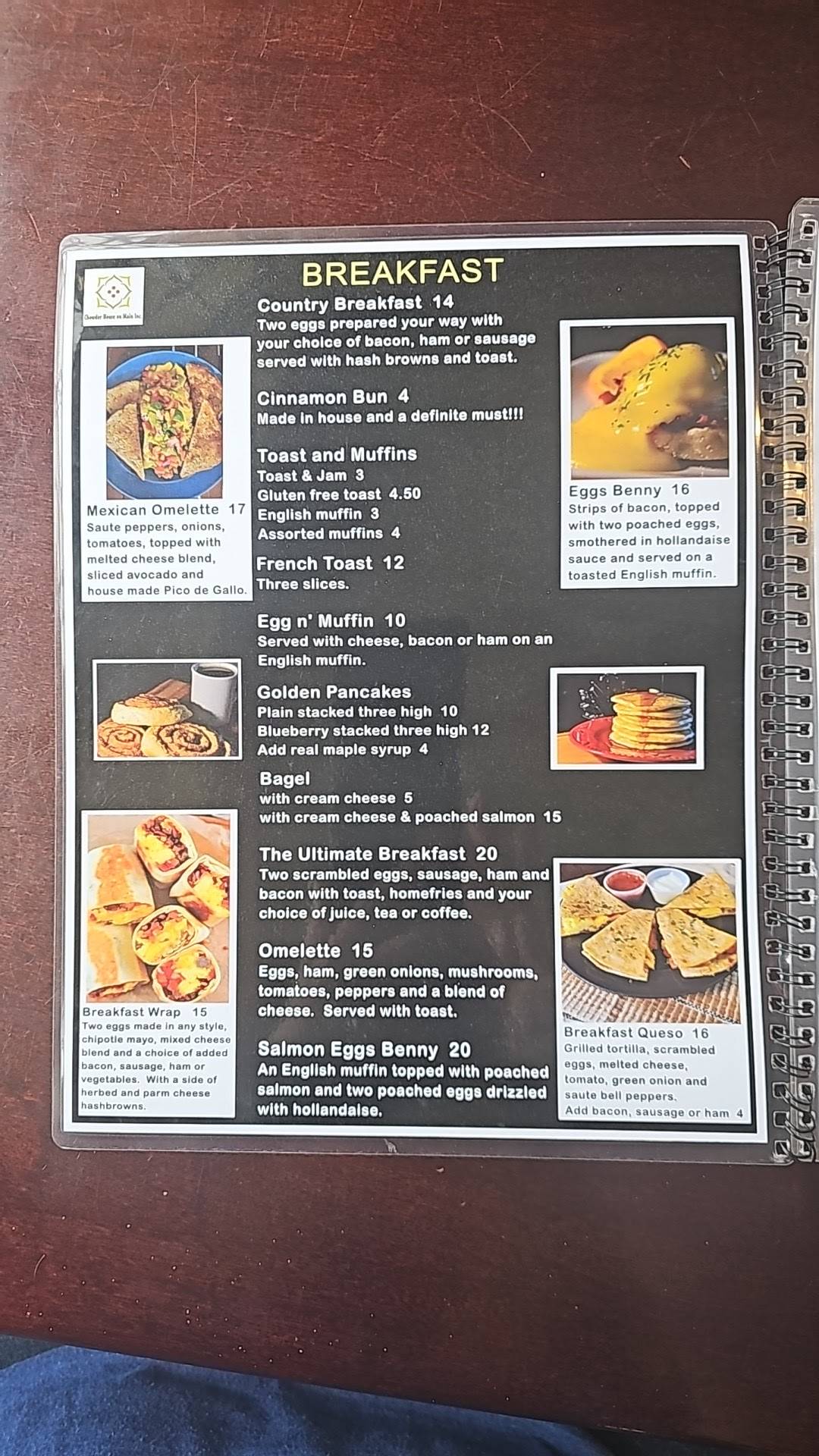 Menu at Chowder House on Main restaurant, Tatamagouche
