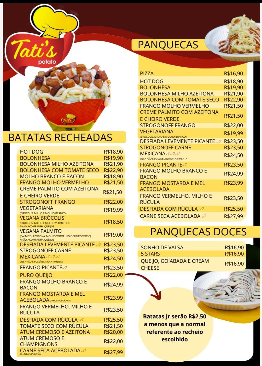 Menu em Tatis Potato Batata Recheada restaurante, Paiçandu