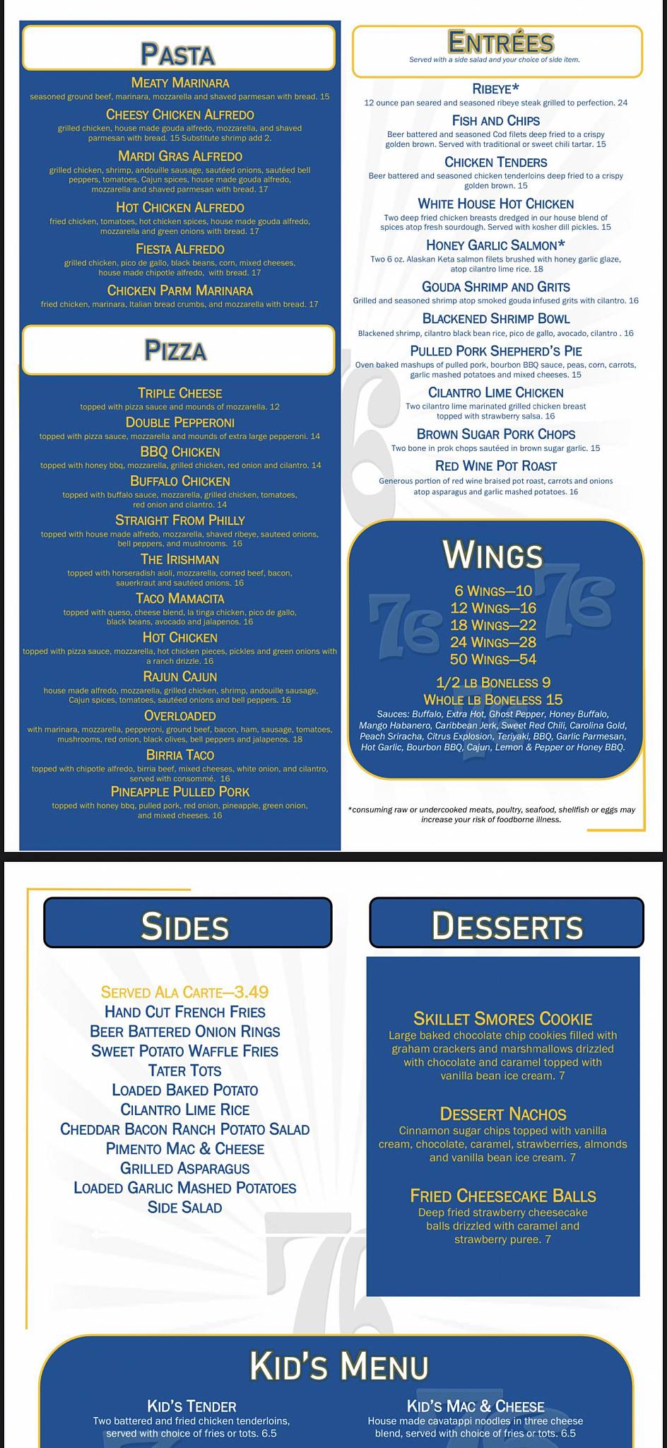 Menu at Tavern 76 pub & bar, White House