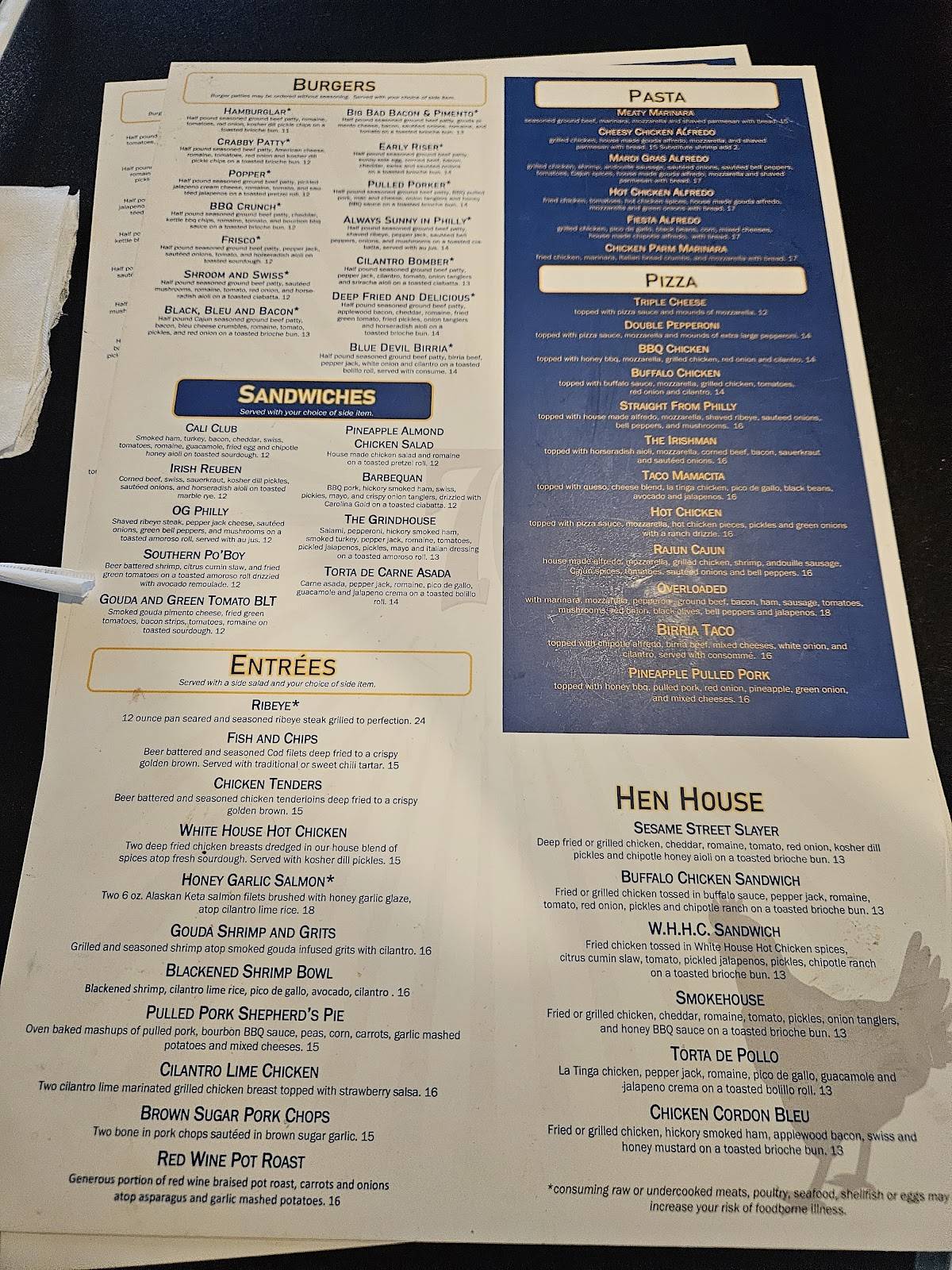 Menu at Tavern 76 pub & bar, White House