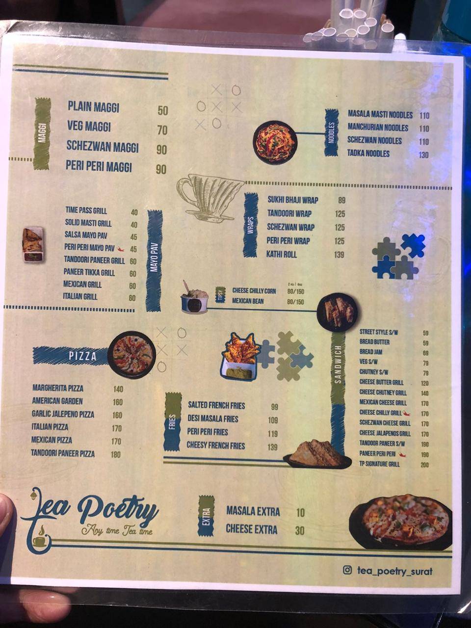 Menu at Tea Poetry, Surat