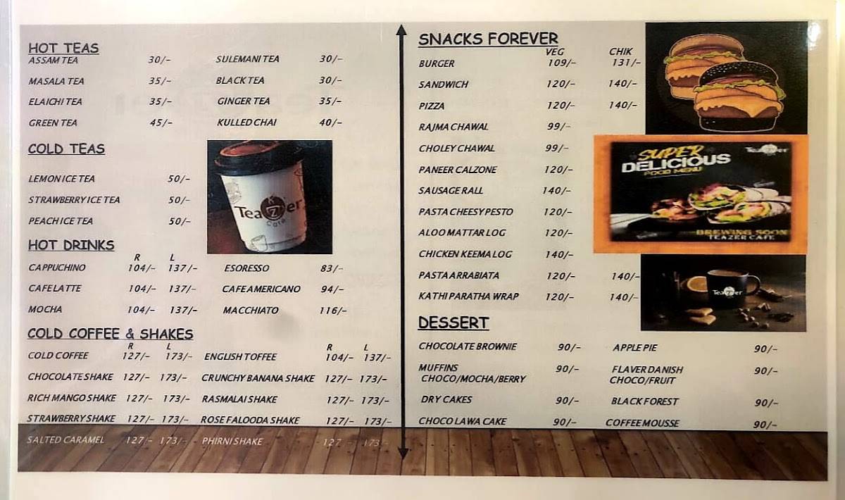 Menu at Property, Kotdwara