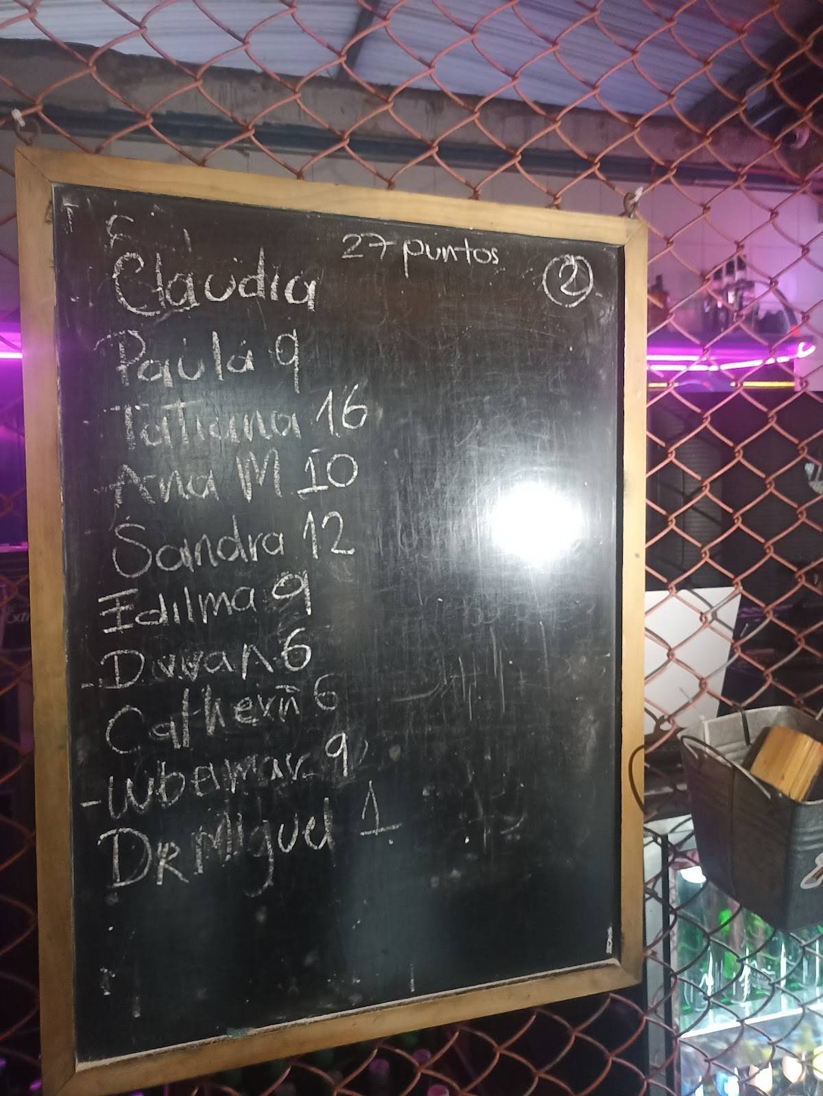 Carta del pub y bar Tejo Turmequé, Bogotá