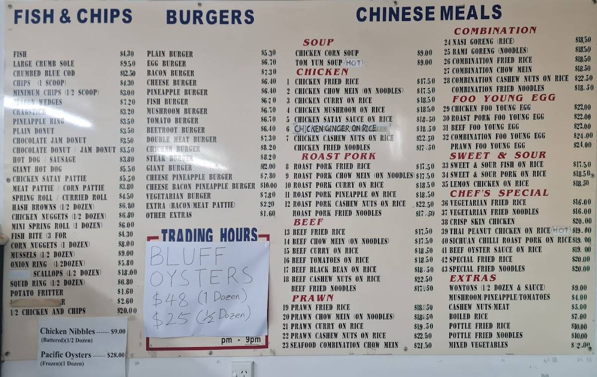 Menu at Templeton Takeaways fast food, Christchurch