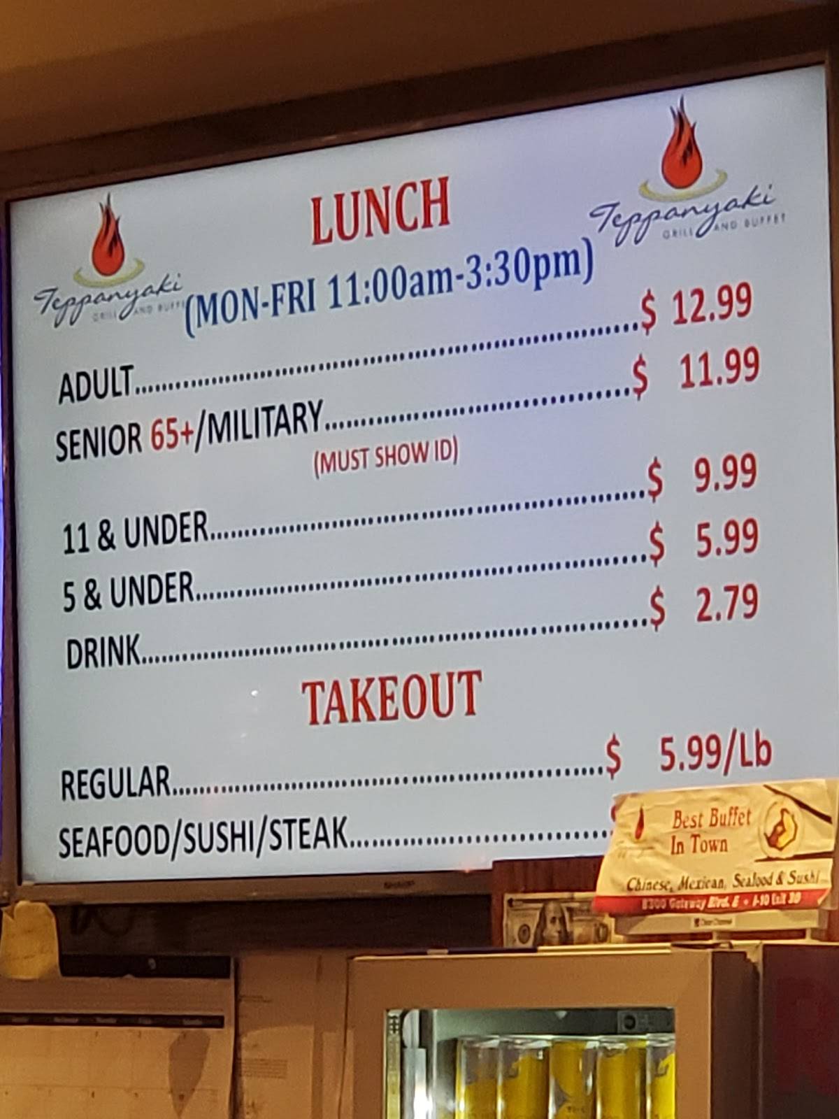 Menu at Teppanyaki Grill & Buffet restaurant, El Paso