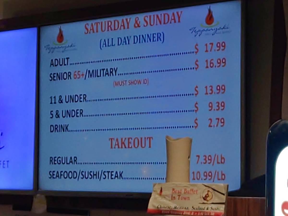 Menu at Teppanyaki Grill & Buffet restaurant, El Paso