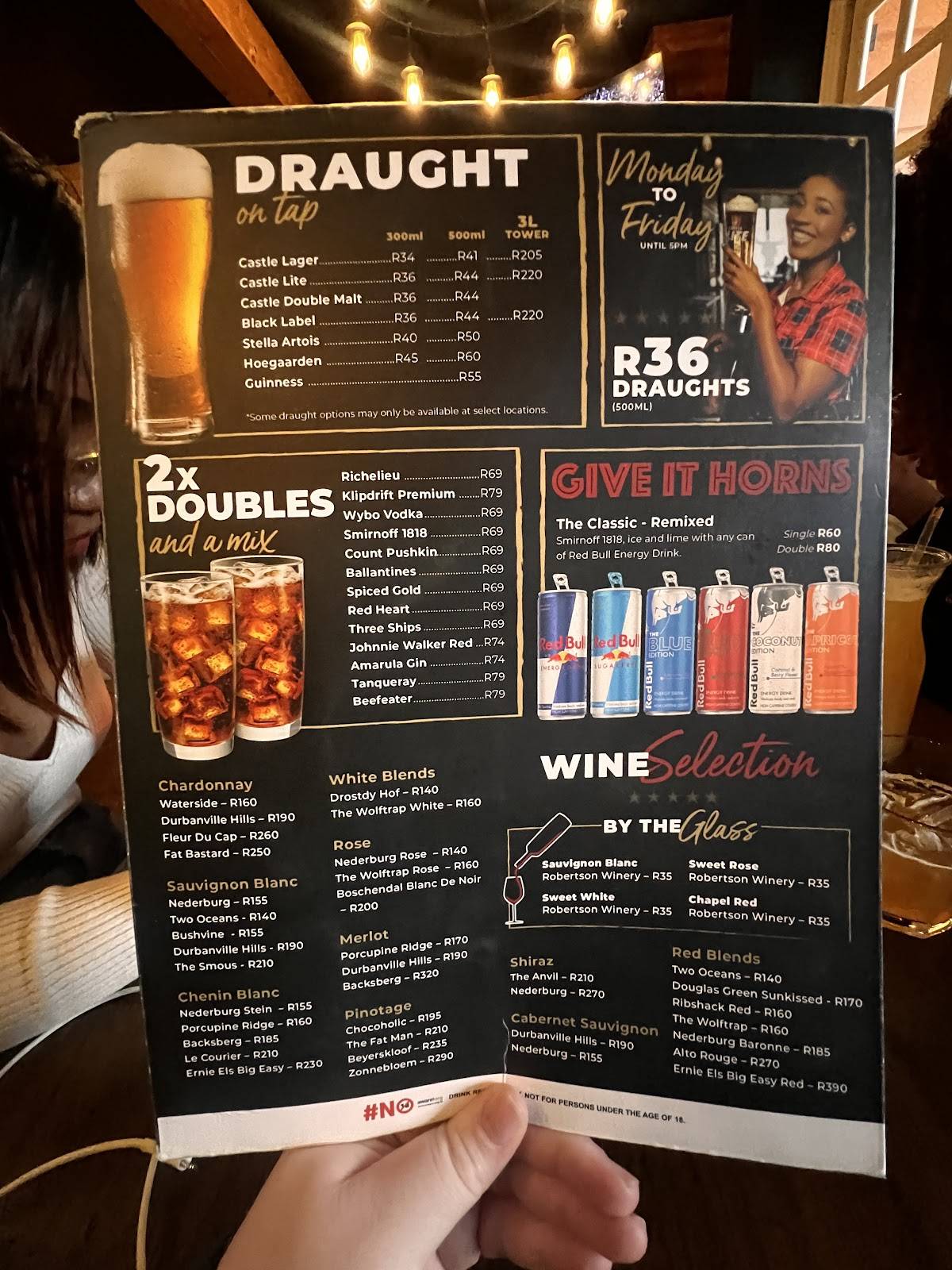 Menu at Texan Wing Bar Gold Reef City, Johannesburg