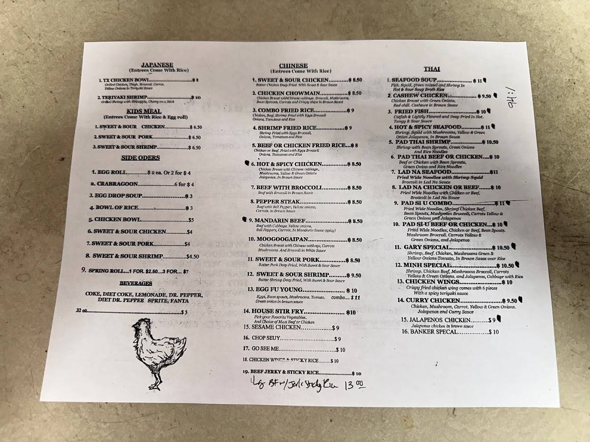 Menu at Texas Chicken Bowl restaurant, Amarillo, E Amarillo Blvd