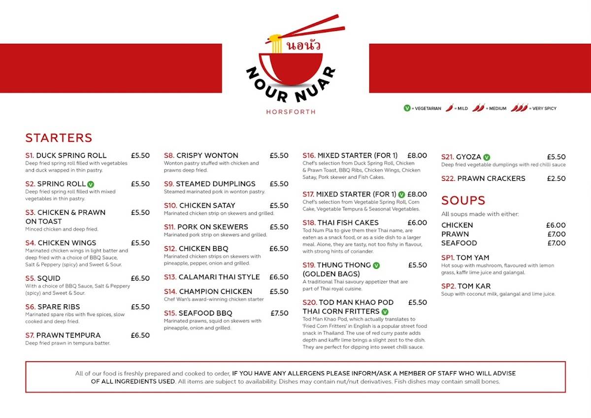 Menu at Thai At Ellesmere (Formerly Thai Gate) restaurant, Ellesmere