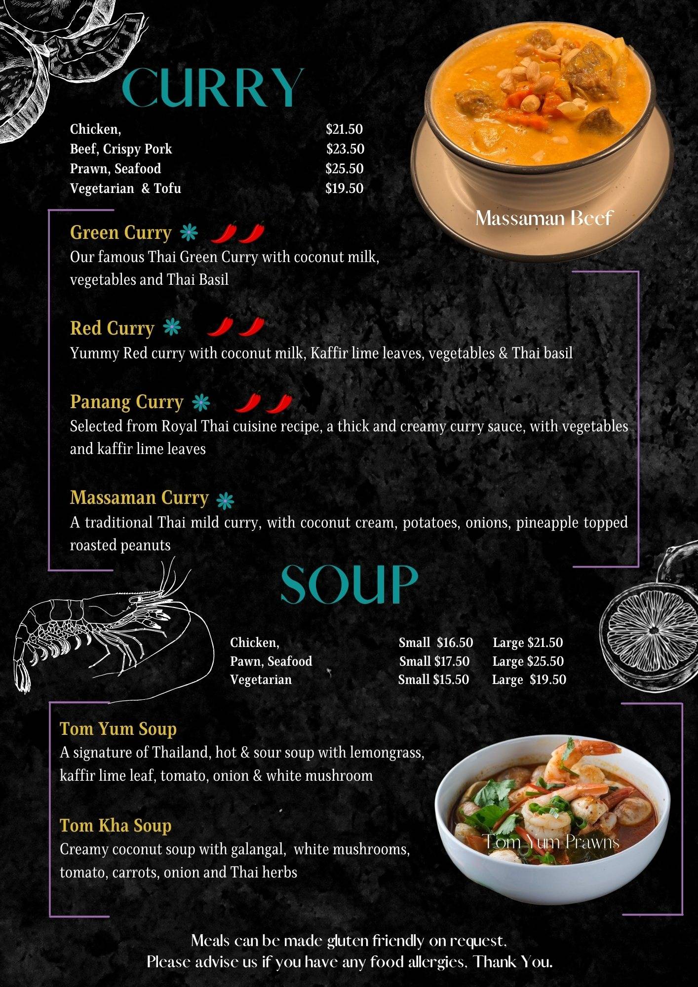 Menu at Thai Beach House restaurant, Dromana