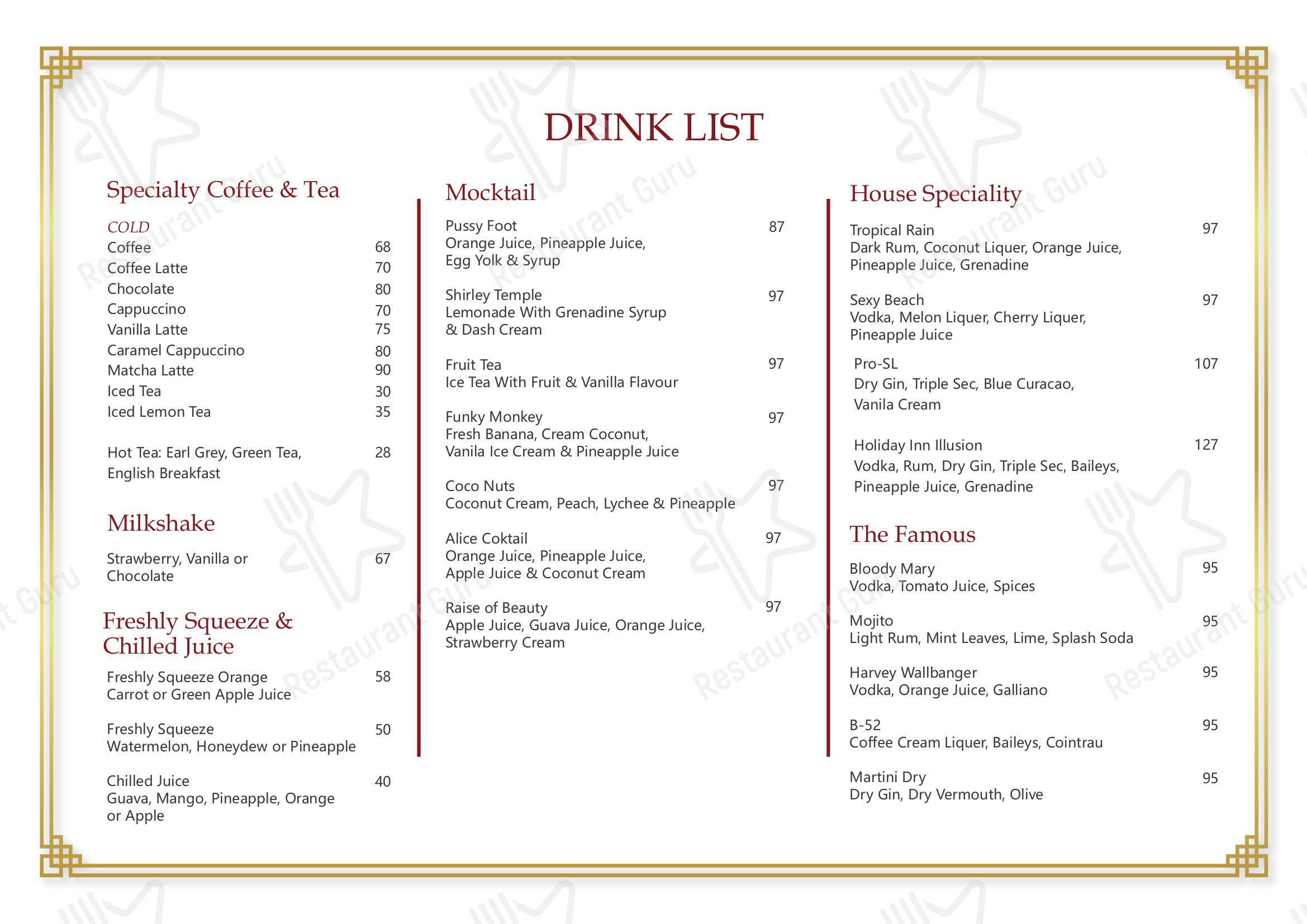 Menu at Thai Orchid Restaurant, Batam, Waterfront City