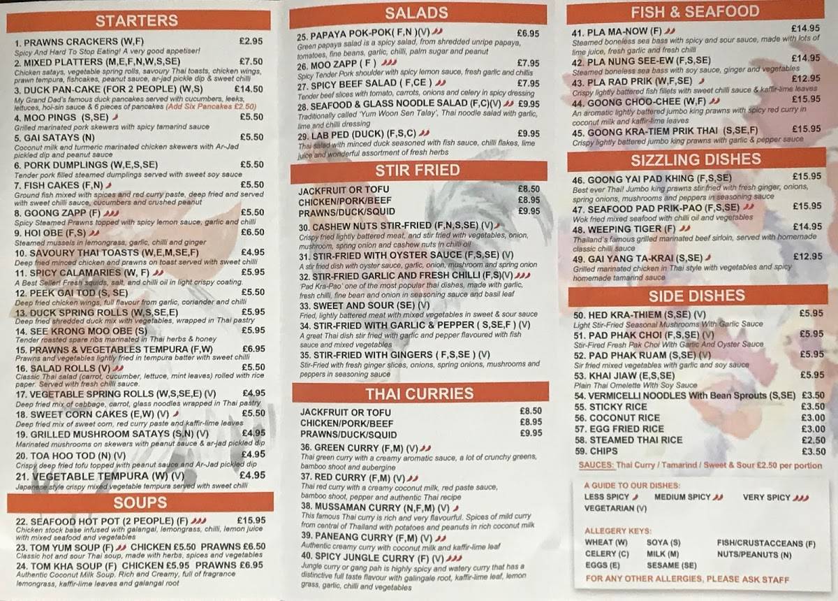 Menu at Thai Rooster Kitchen restaurant, Birkenhead