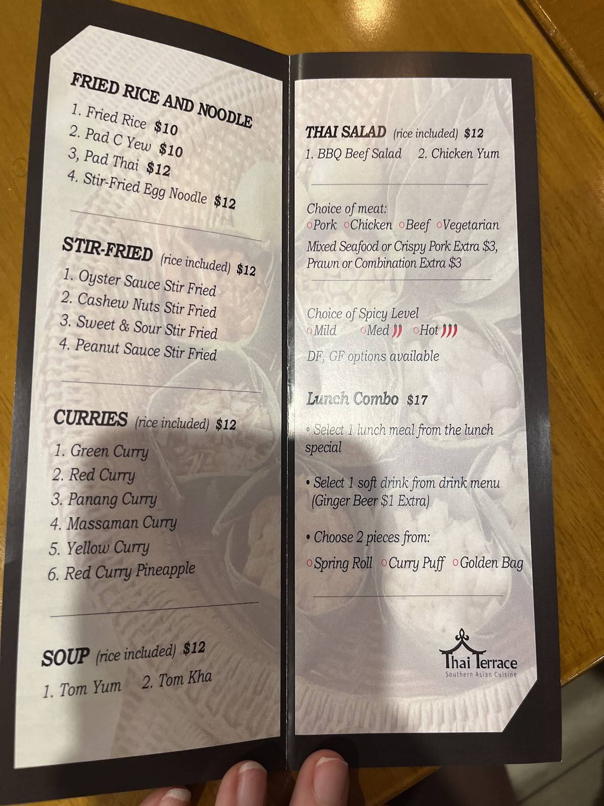 Menu at Thai Terrace Rolleston restaurant, Rolleston