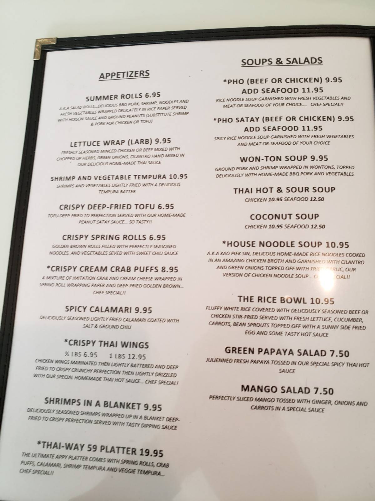 Carta del restaurante Thai on 59, Ile des Chênes, 12-597 Meadowlark Blvd