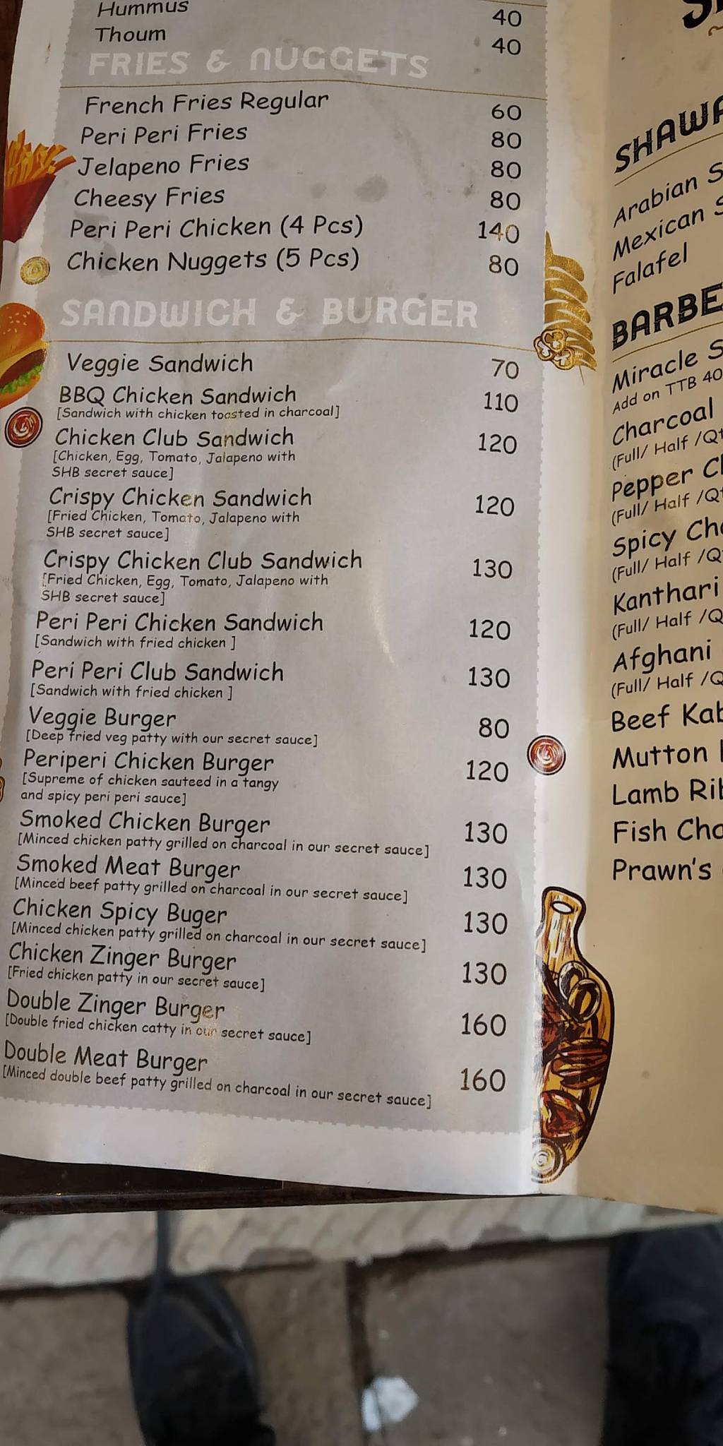 Menu at Smokehouse Barbeque Co., Thalassery