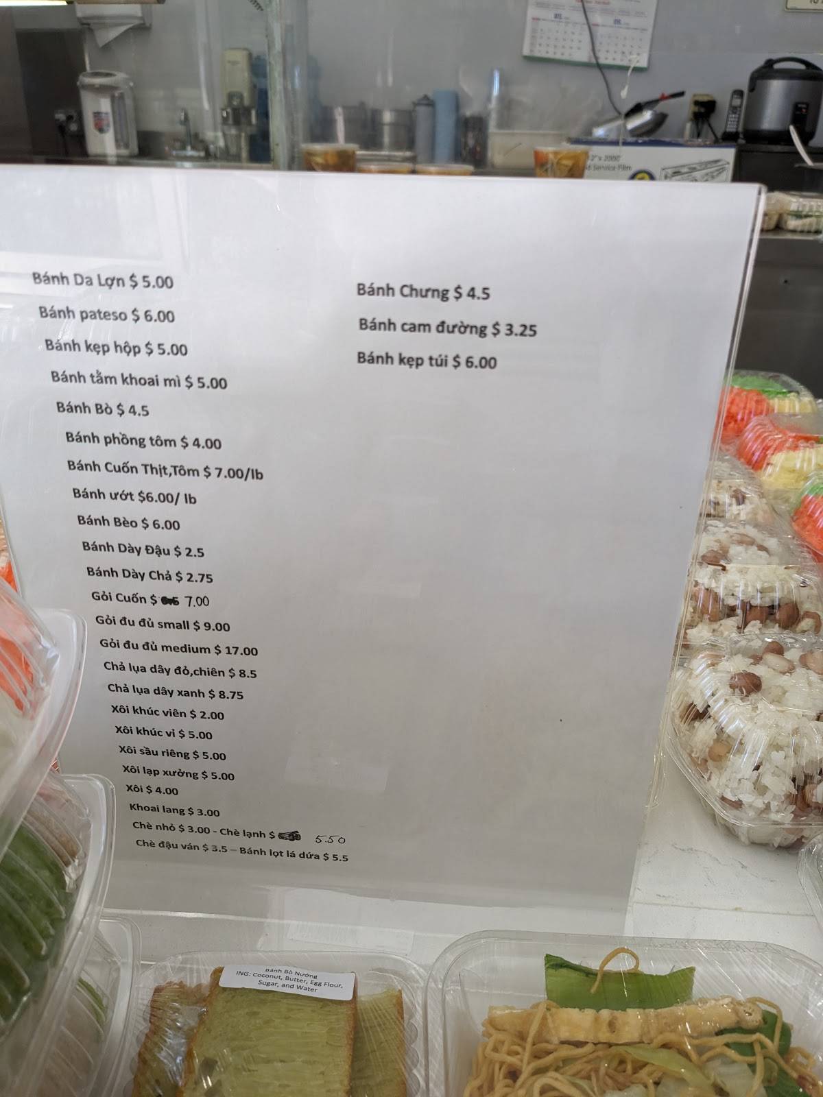 Menu at Thanh Son Tofu Do Chay restaurant, San Jose