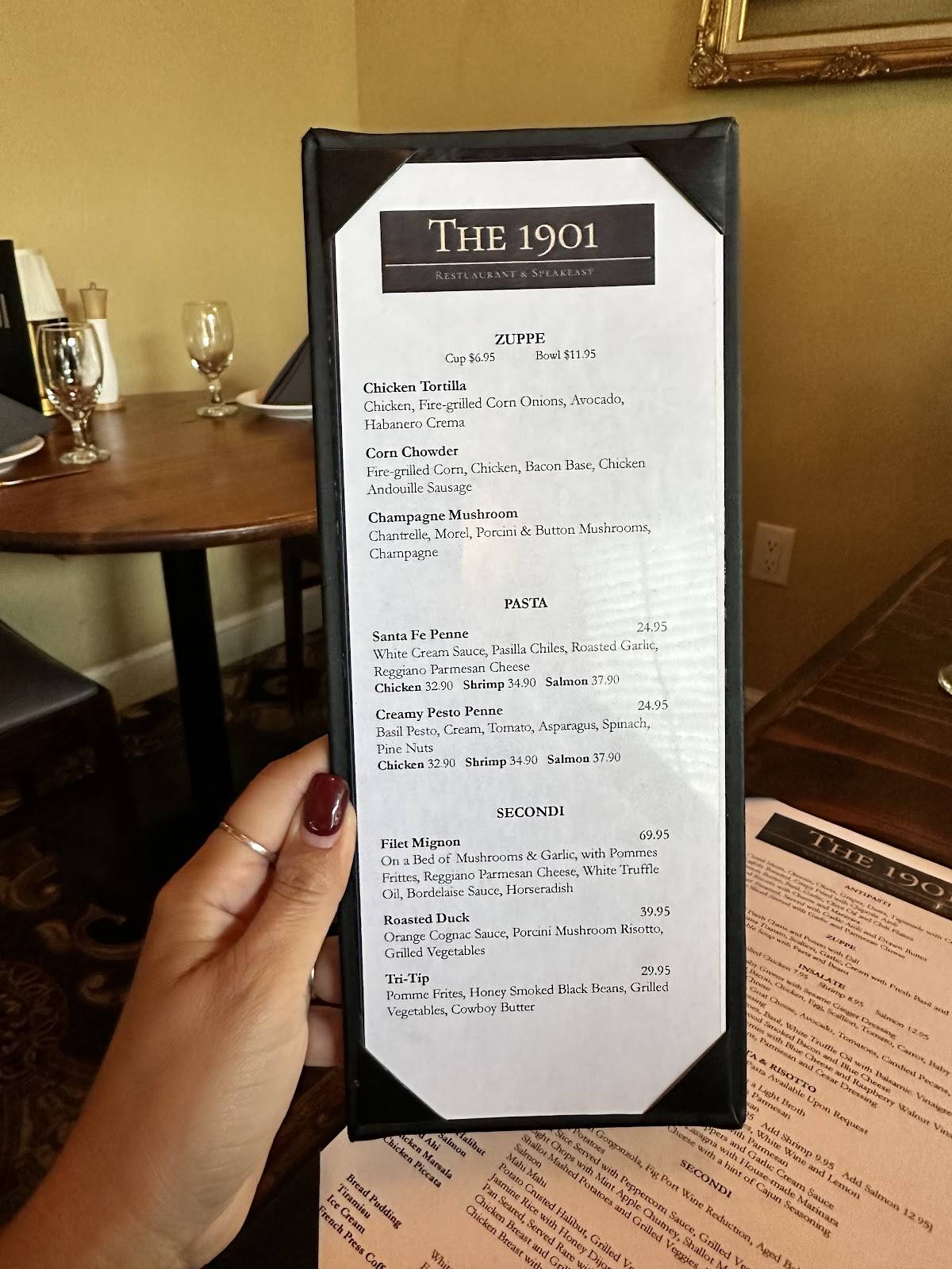 Menu at The 1901 restaurant, Oxnard