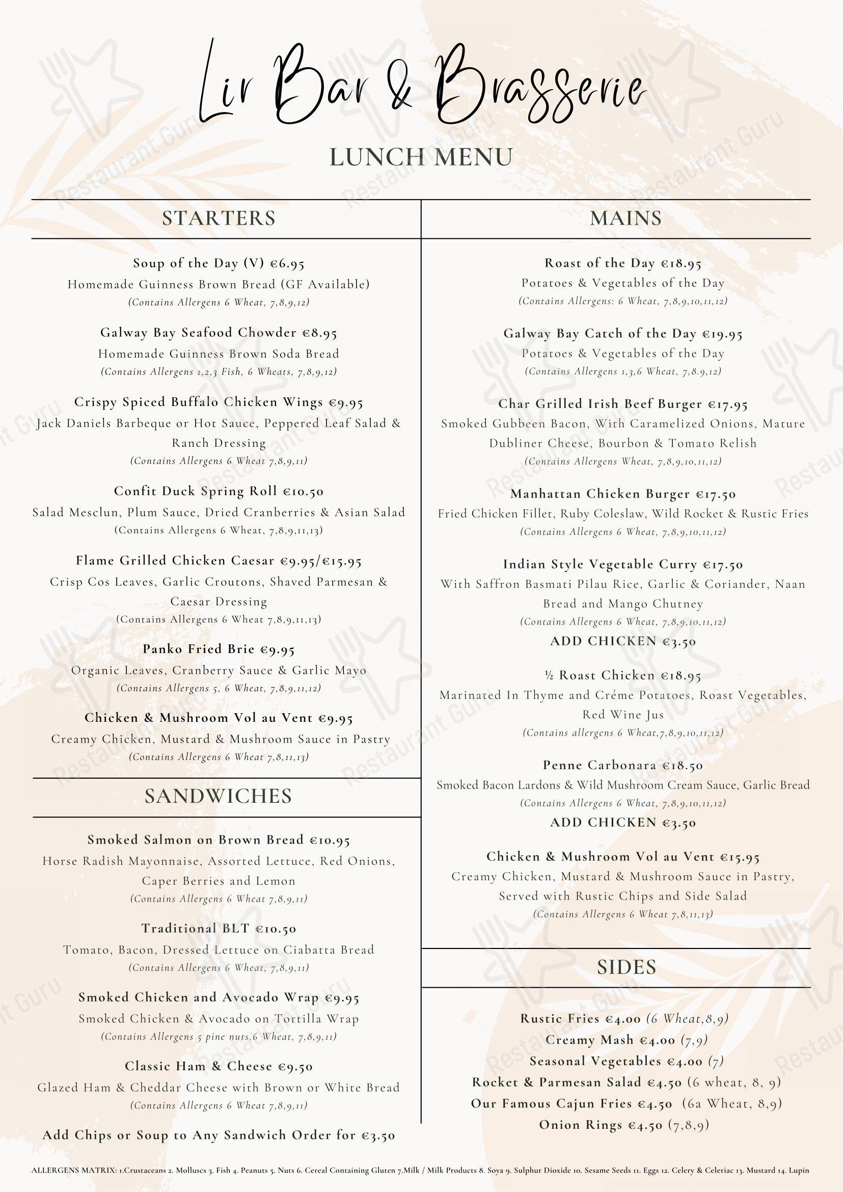 Menu at The Abbey Restaurant, Loughrea
