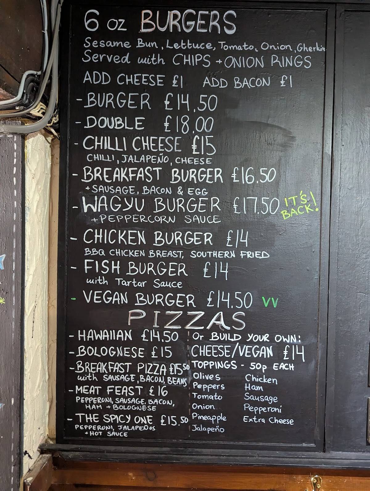 Menu at The Ancient Mariner pub & bar, Nether Stowey