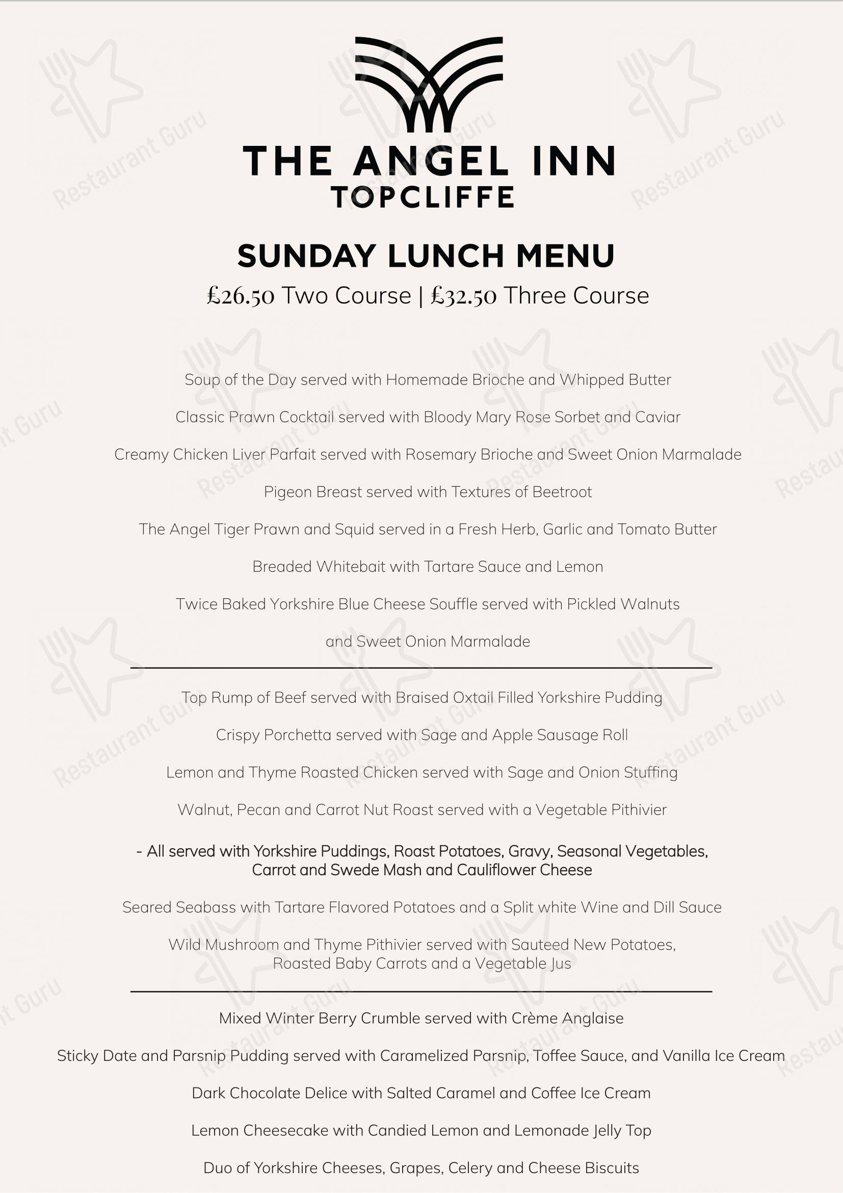 Menu at The Angel at Topcliffe pub & bar, Topcliffe