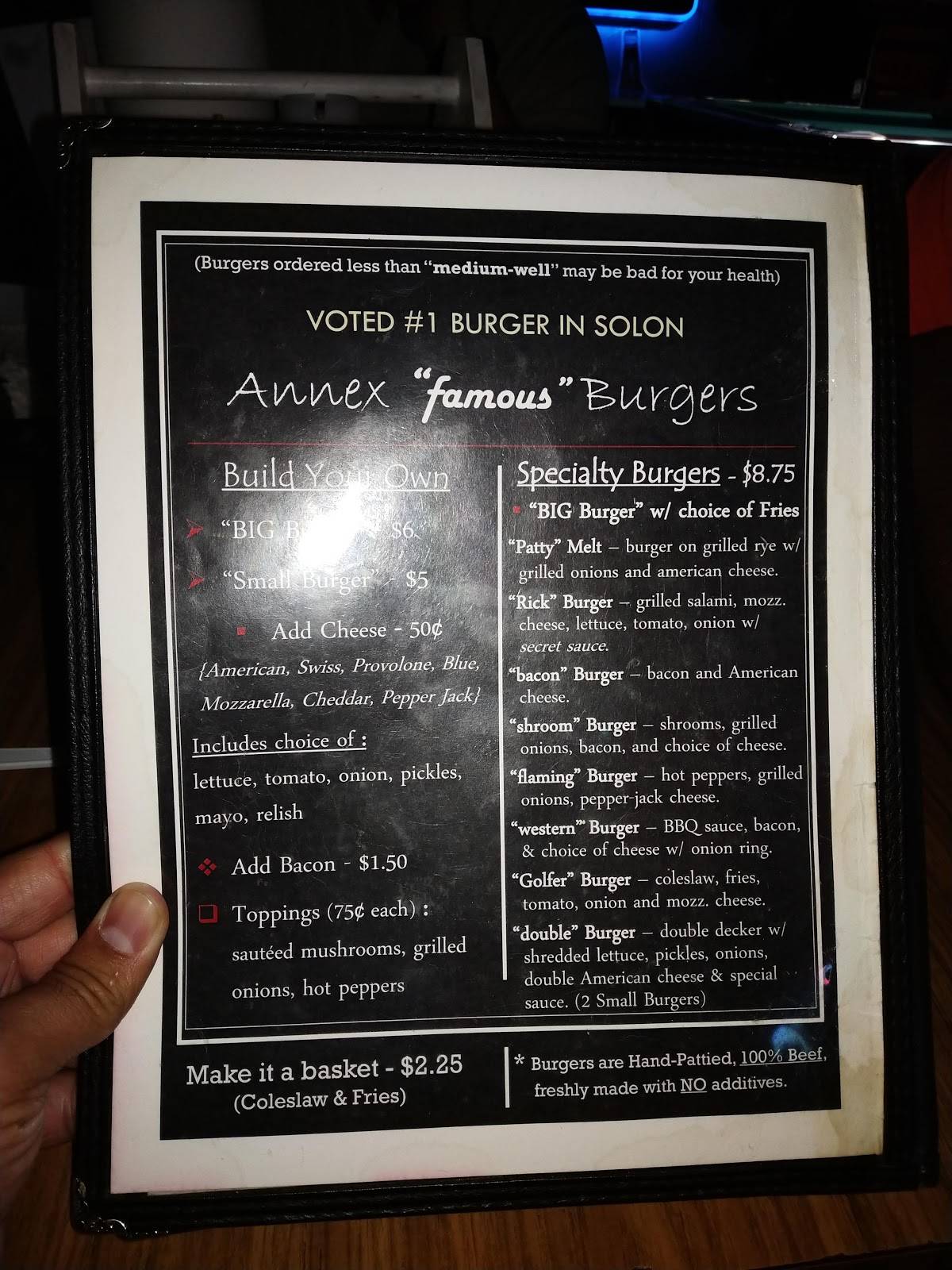 Menu at The Annex Bar & Grille, Solon