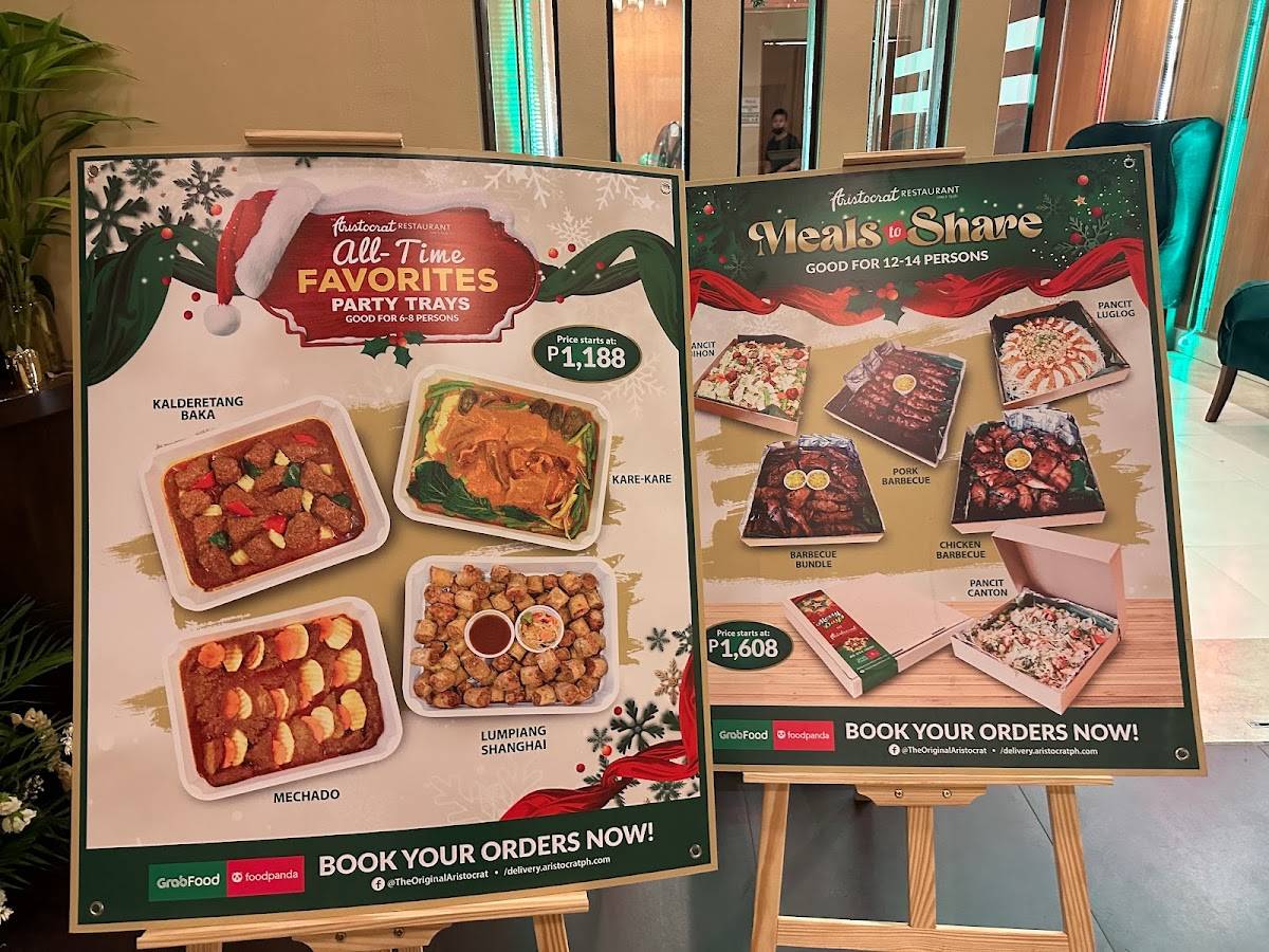 Menu at The Aristocrat Restaurant, Manila, 1004 San Andres St