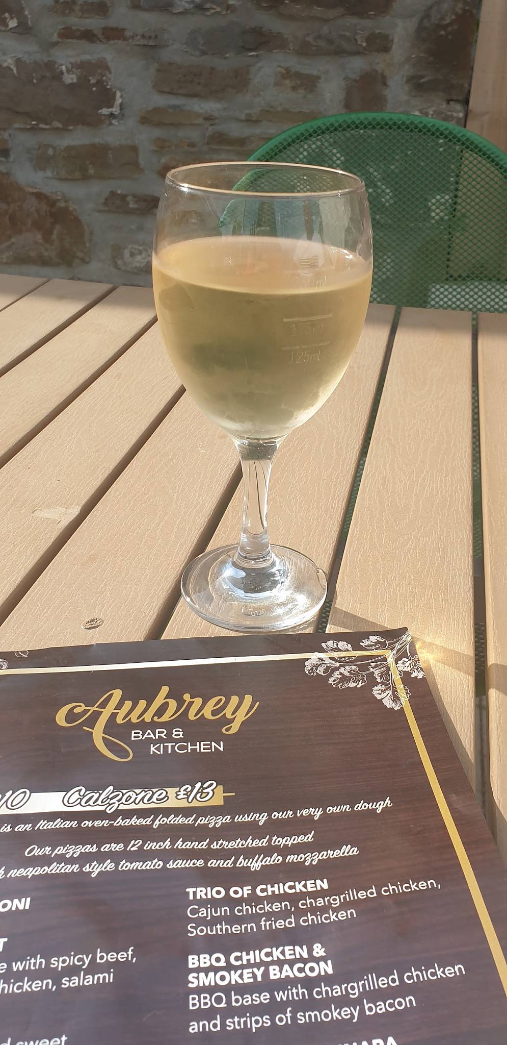 Menu at The Aubrey Arms restaurant, Ystalyfera