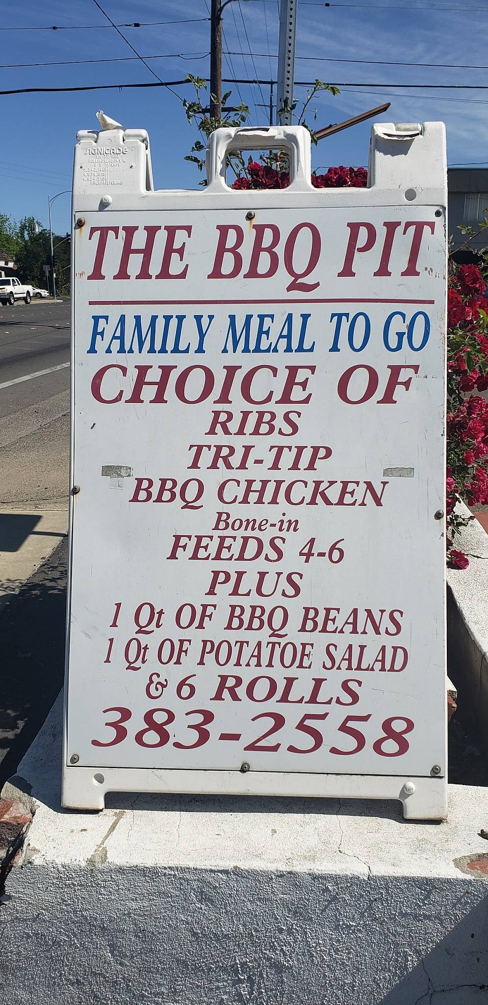 Menu at The Bar B-Q Pit, Merced