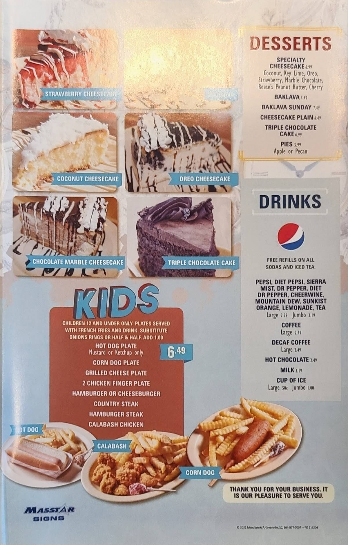Menu at The Big Clock of Berea BBQ, Greenville