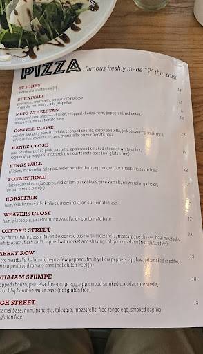 Menu at The Birdcage restaurant, Malmesbury