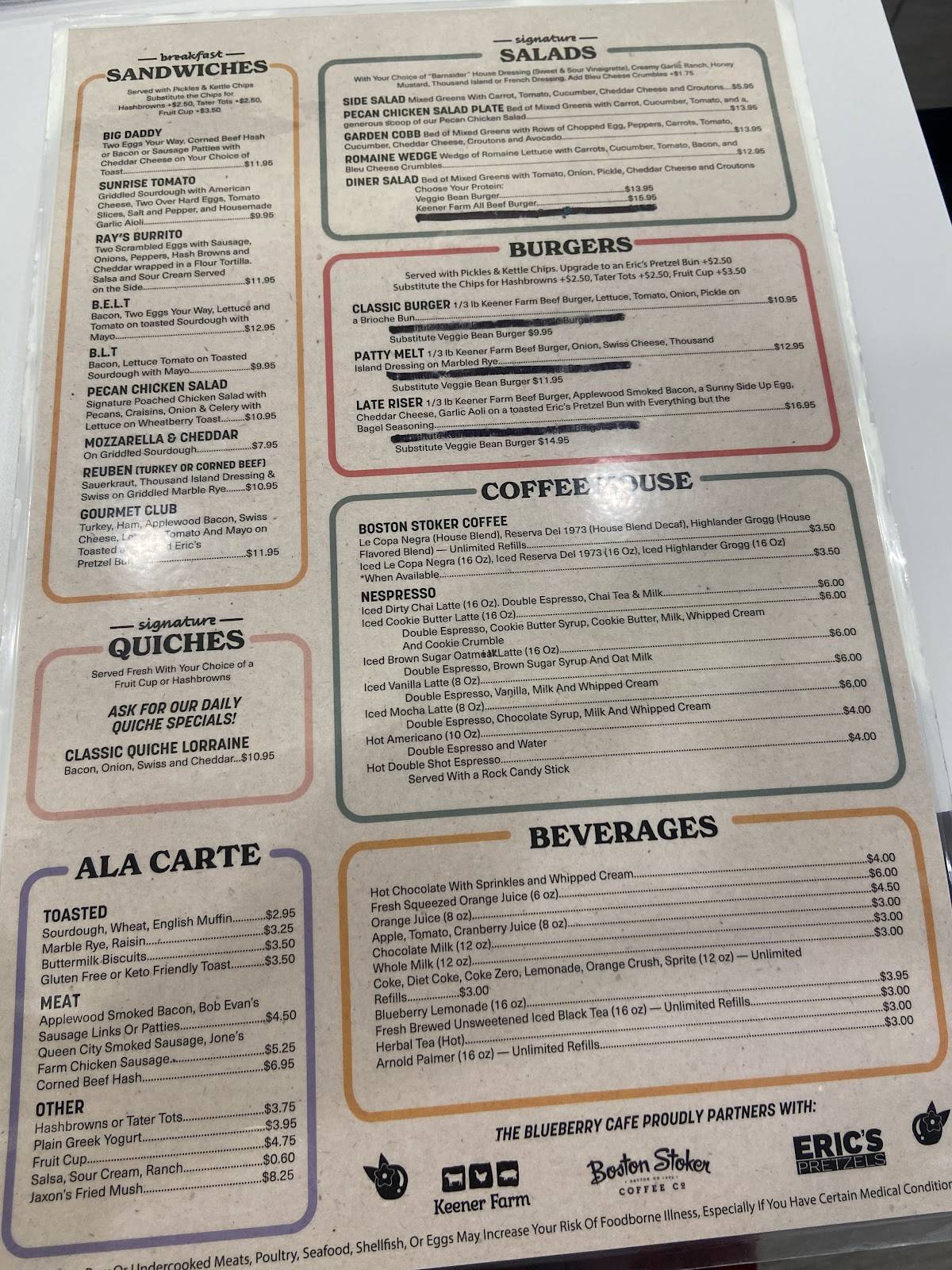 Menu at The Blue Berry Cafe Kettering, Kettering