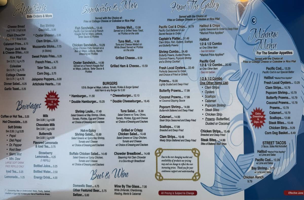 Menu at The Boat Fish & Chips restaurant, Coos Bay, 102 Hall Ave