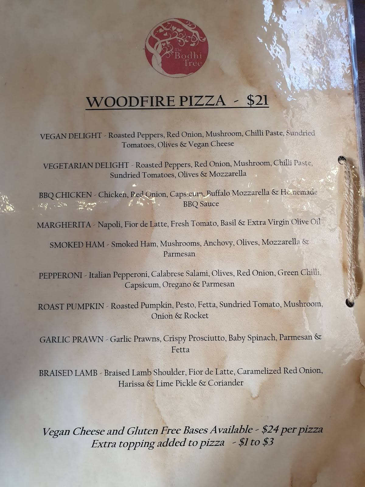 Menu at The Bodhi Tree Restaurant, Healesville