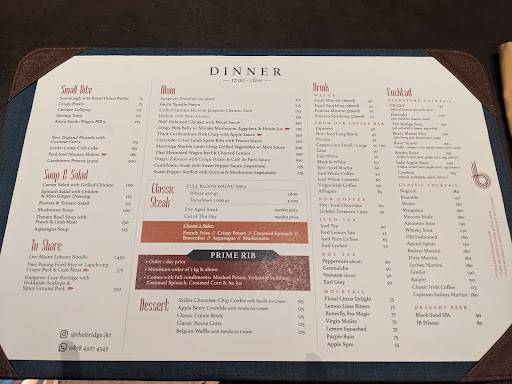 Menu at The Bridge by GDK restaurant, South Jakarta