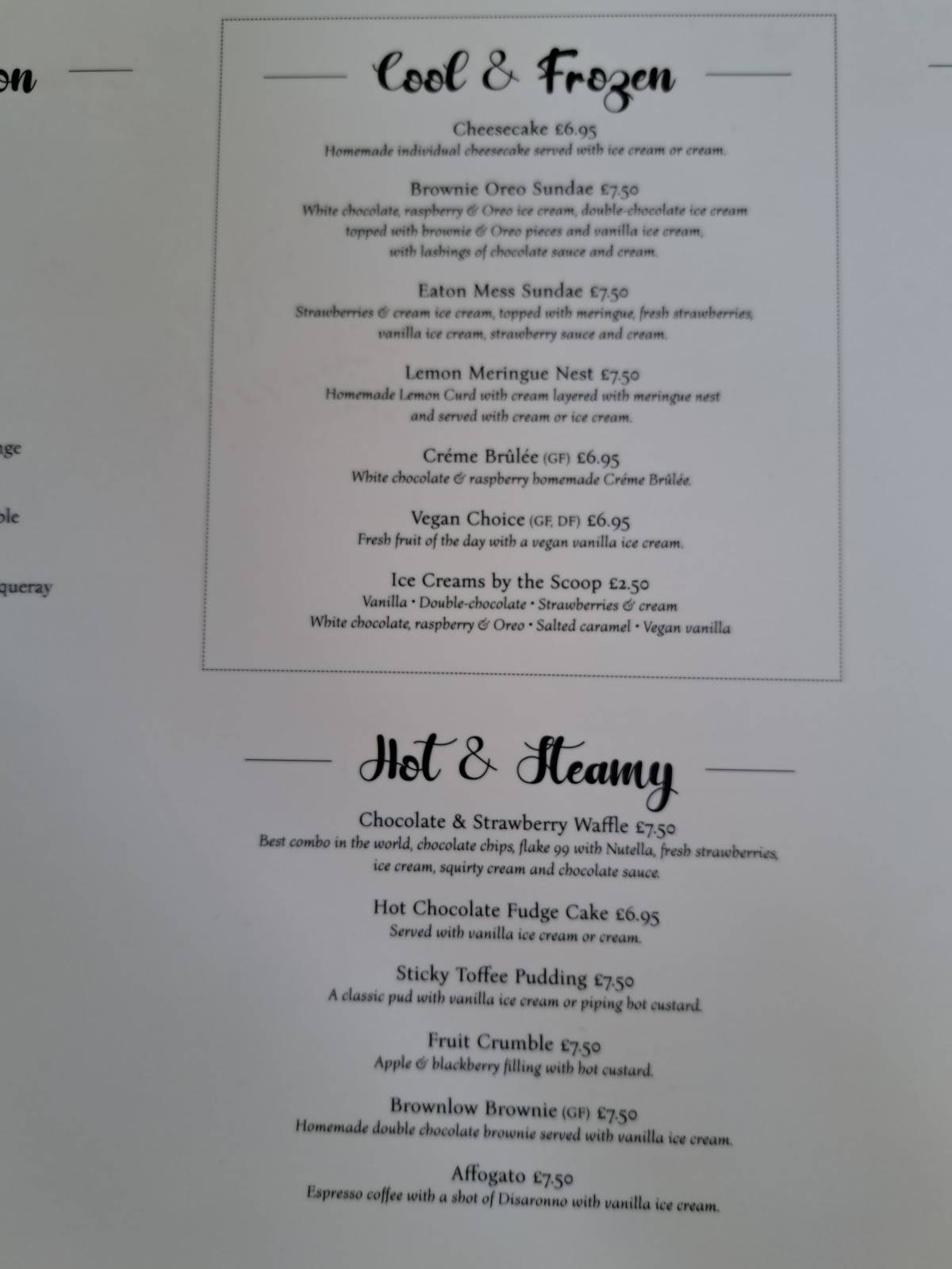 Menu at The Brownlow Inn pub & bar, Congleton, Brownlow Heath Ln